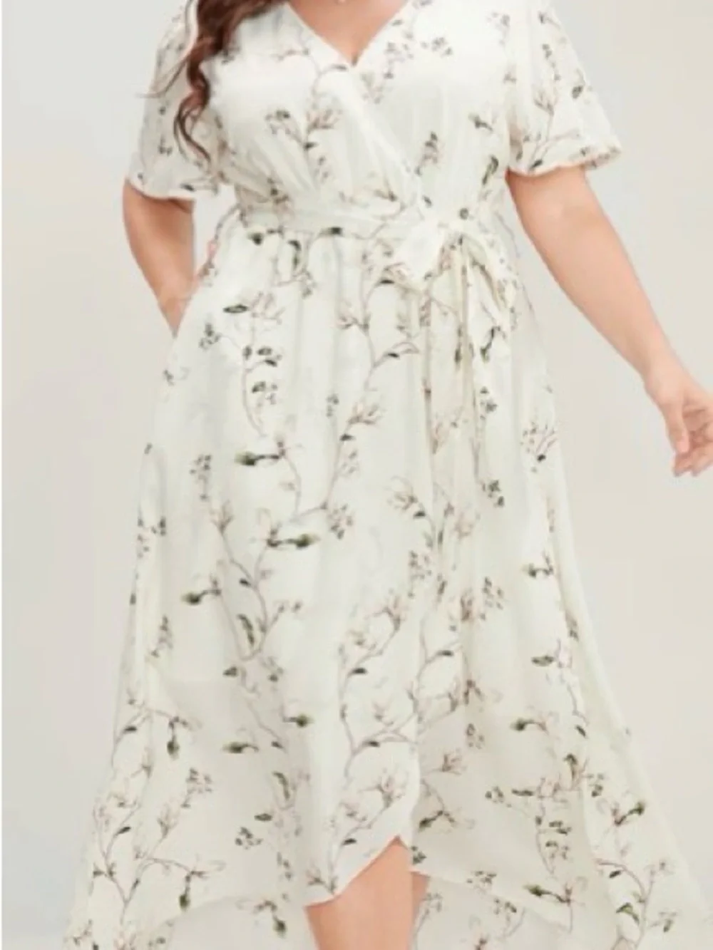 BloomChic | Dresses | Bloomchic Floral Faux Wrap Maxi Dress In Cream ...